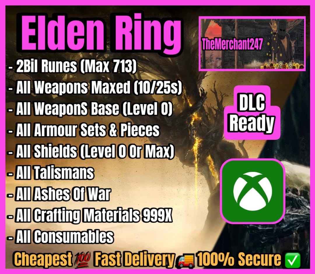 Elden Ring Runes Max Level 713 & All DLC Items Xbox - Etsy