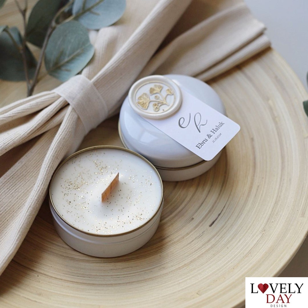 Personalized Secented Metal Box Candle Favors Gift for Elegant Wedding ...