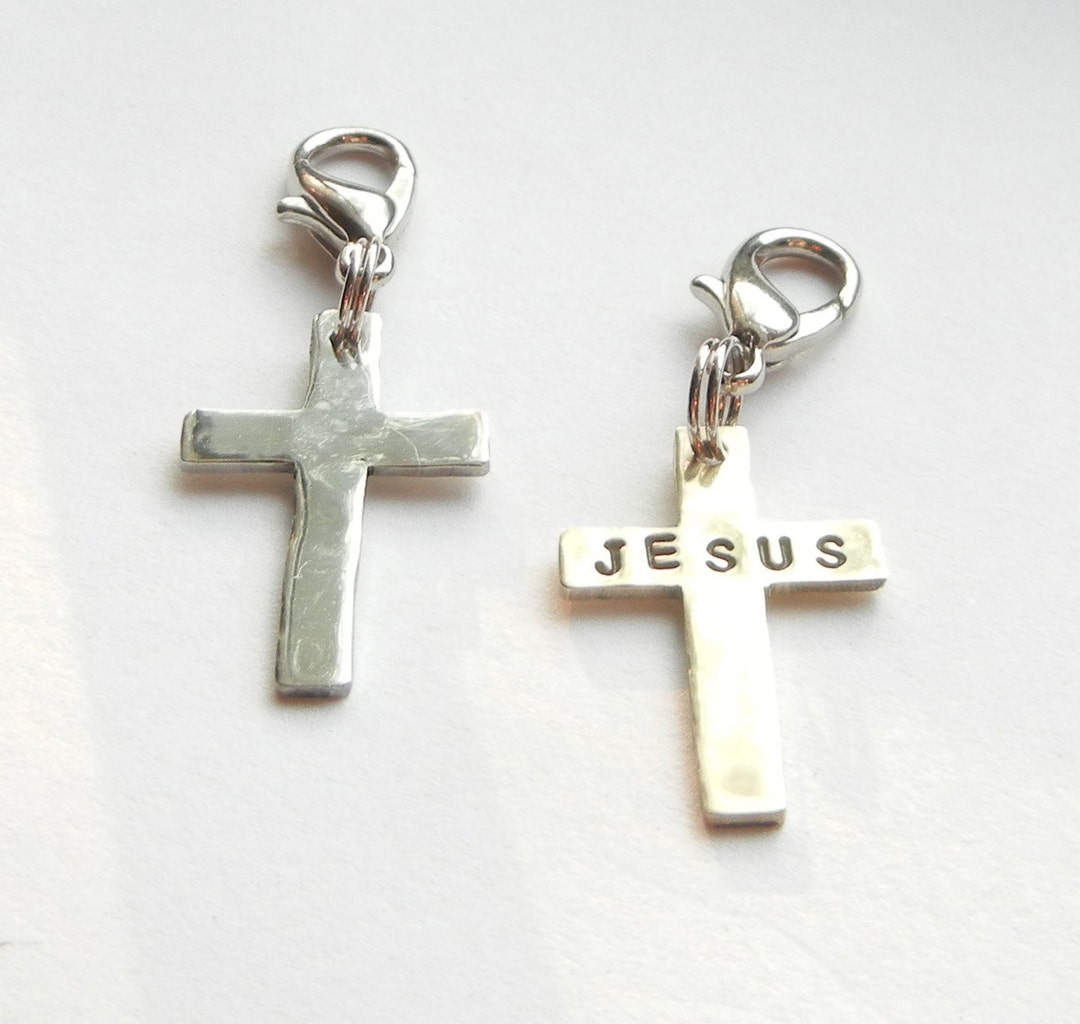 Cross Christian Pet ID Collar Charm or Zipper Pull-hand Cut Unique Pet ...