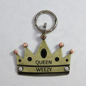 Crown Pet Id Tag-king Queen Princess Dog Tag-royalty Name Tag in Brass ...