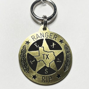 K9 Texas Ranger Police Badge Dog Tag-custom Engraved Dog Collar Tag-law ...