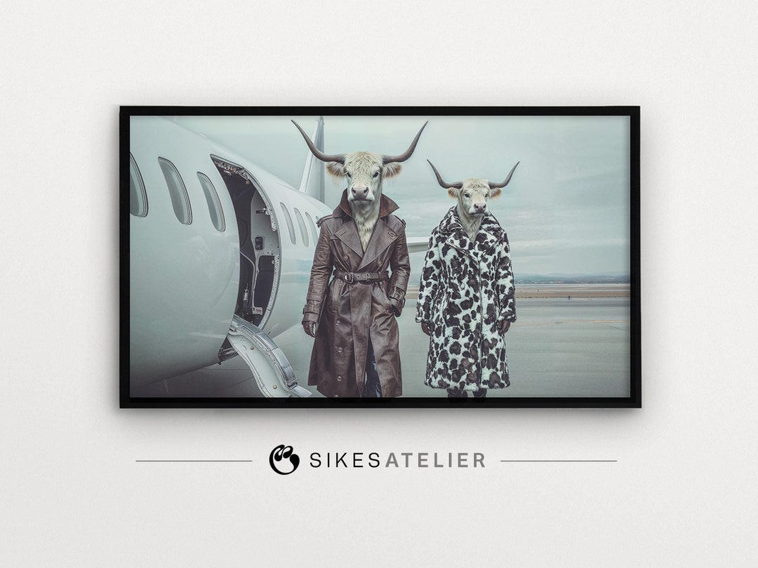 Funny Highland Cow Jet Set Art: Frame TV & Desktop Wallpaper (digital ...