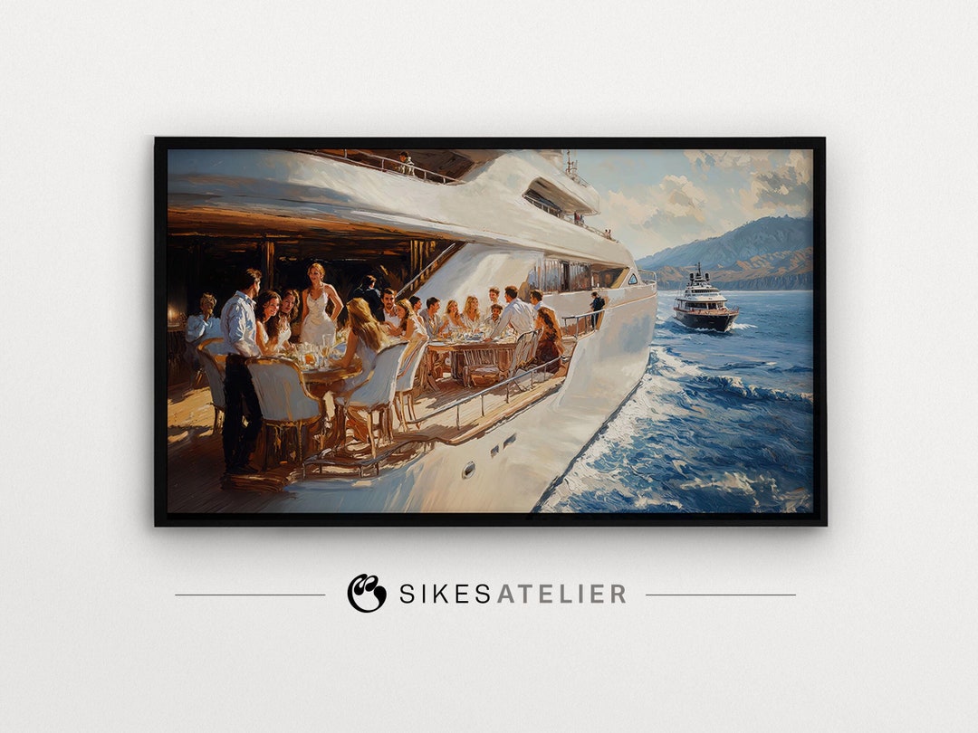 Yacht Party FRAME TV Art: Coastal Nautical Desktop Wallpaper (digital ...