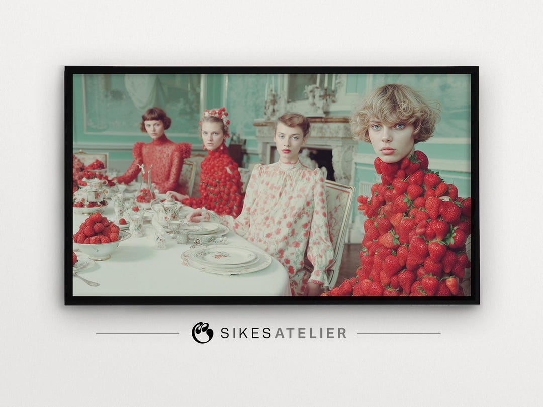 Rococo Coquette Strawberry Girls TV Art & Desktop Wallpaper (digital ...