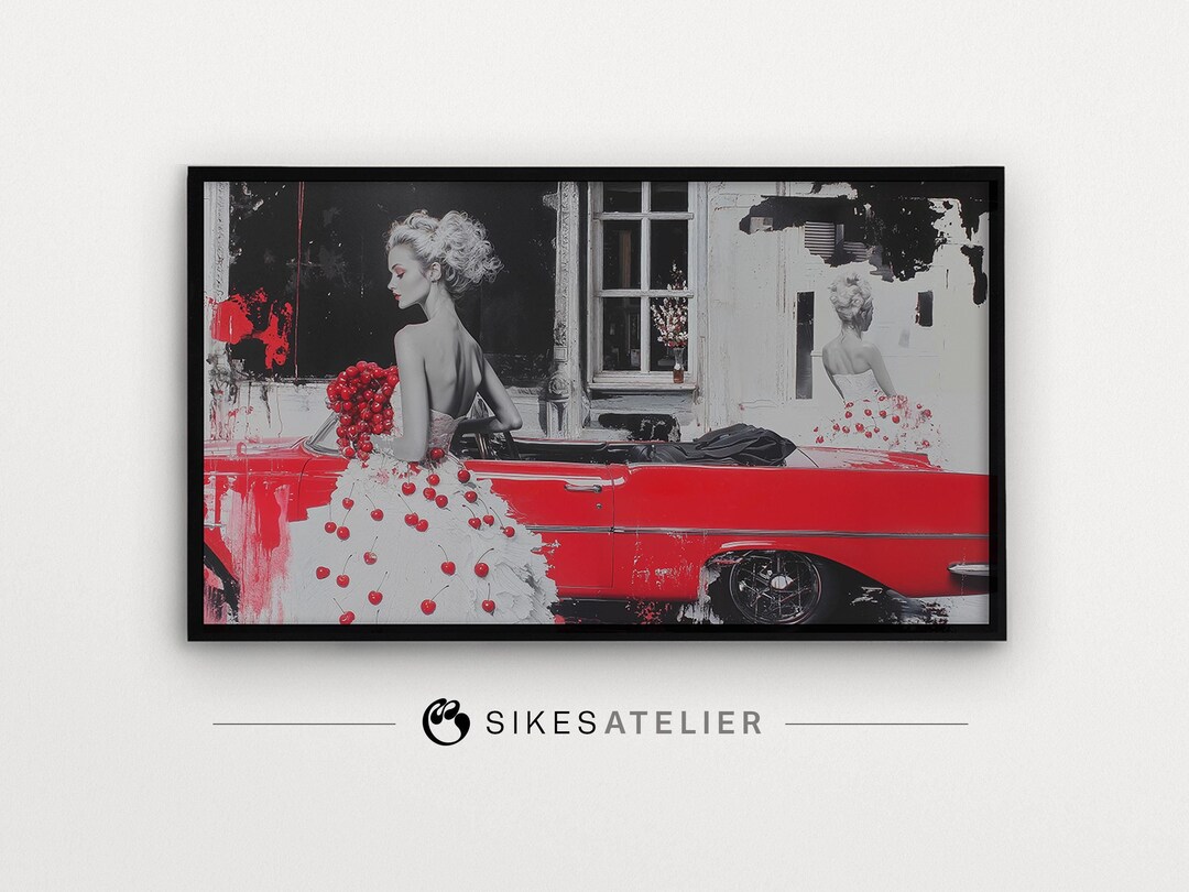Frame TV Art and Desktop Wallpaper of a Cherry Red Rococo Coquette ...
