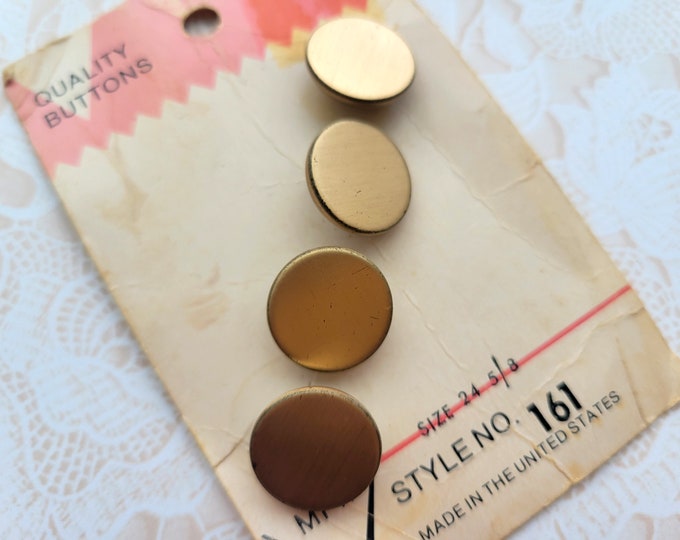4 Gold Vintage Buttons 5/8 Inch 15mm Quality Buttons MPW Card - Etsy