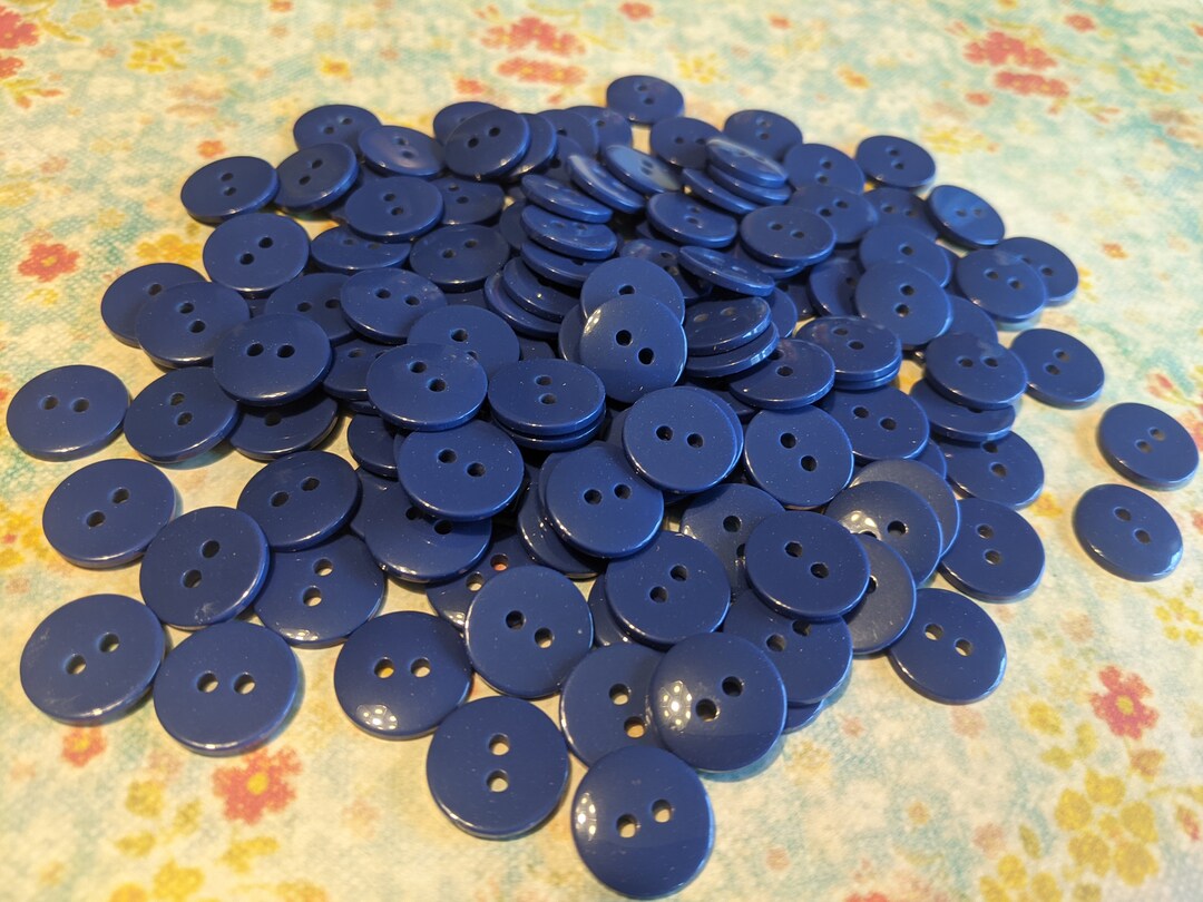 15 Royal Blue Vintage Buttons 9/16 Inch 15mm 2 Hole Sew Thru Buttons ...