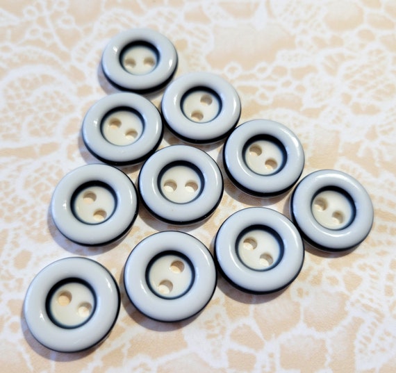 10 White & Blue Vintage Buttons 9/16 Inch - Etsy