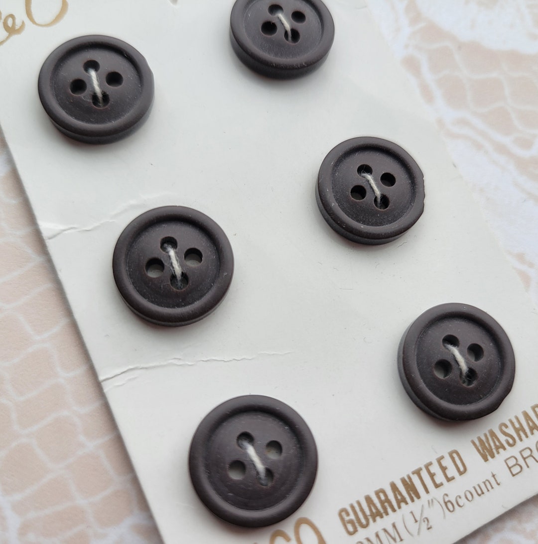 6 Brown 4 Hole Vintage Buttons 1/2 Inch 13mm Le Chic Button Card - Etsy