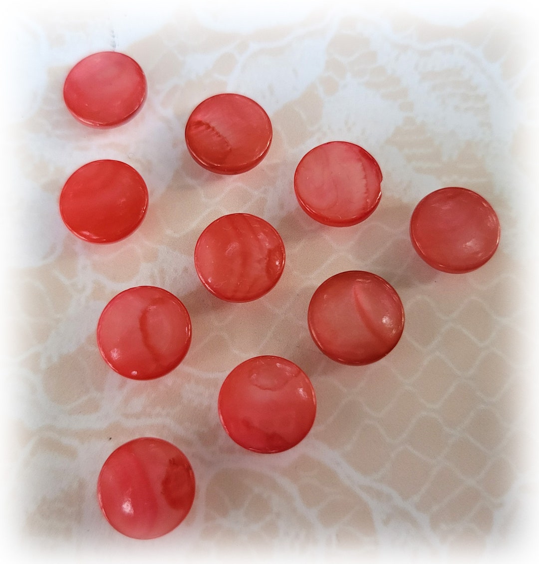 10 Red Vintage Pearl Shank Buttons From Muscatine, Iowa 3/8 Inch - Etsy