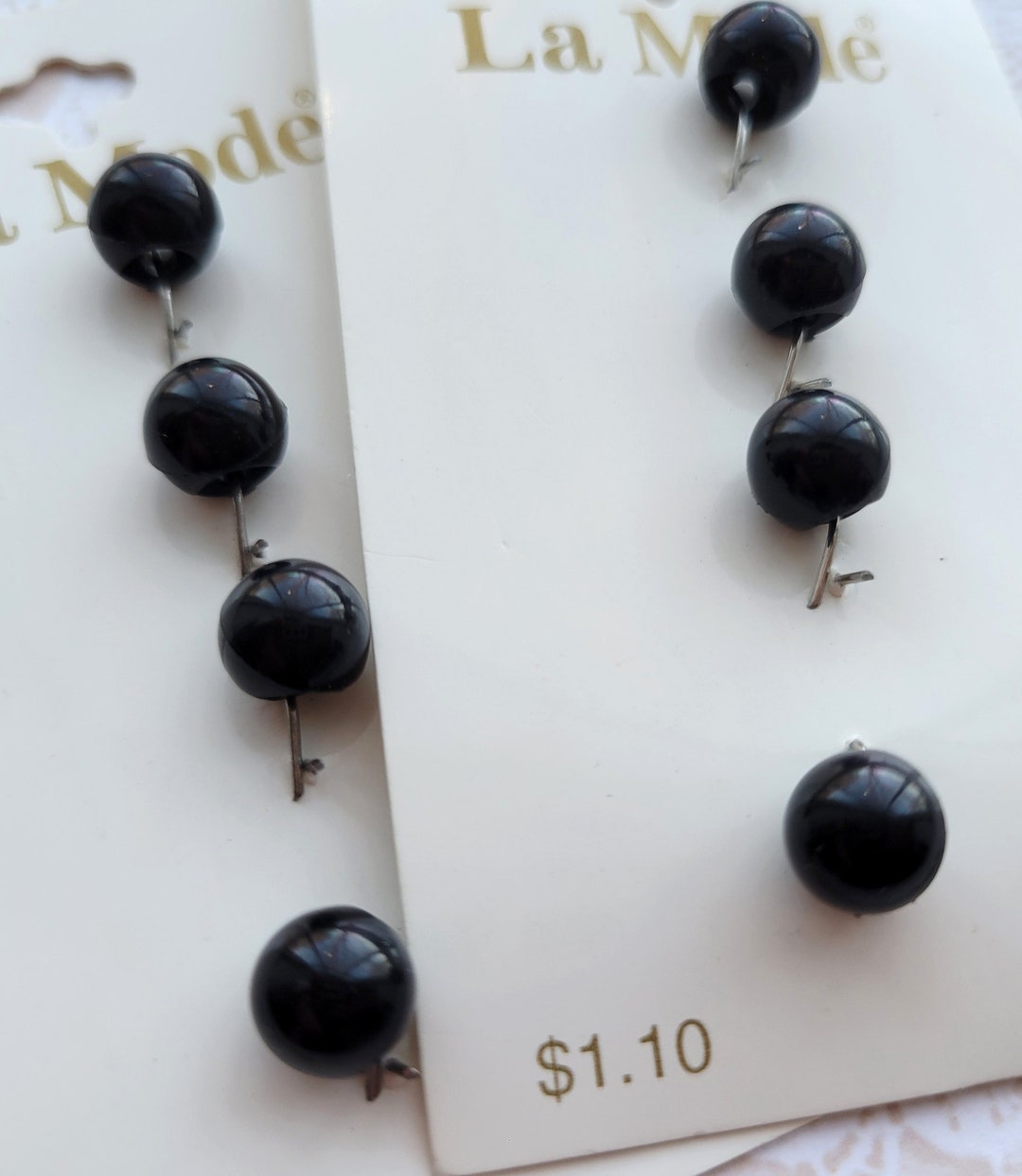8 Small Black Ball Vintage Buttons 1/4 Inch 8mm La Mode Buton Card - Etsy