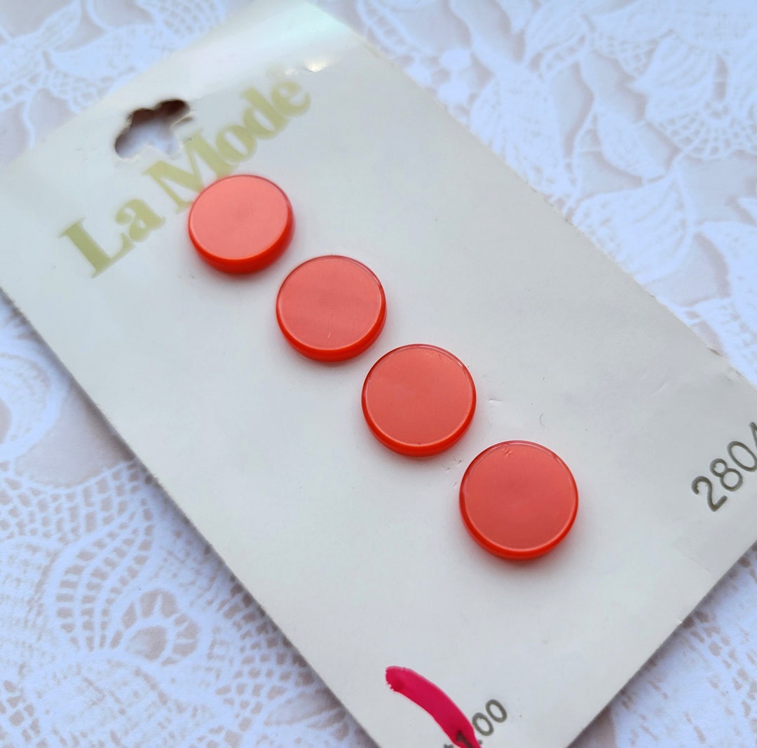 4 Orange Shank Vintage Buttons 7/16 Inch 11mm La Mode Button Card - Etsy