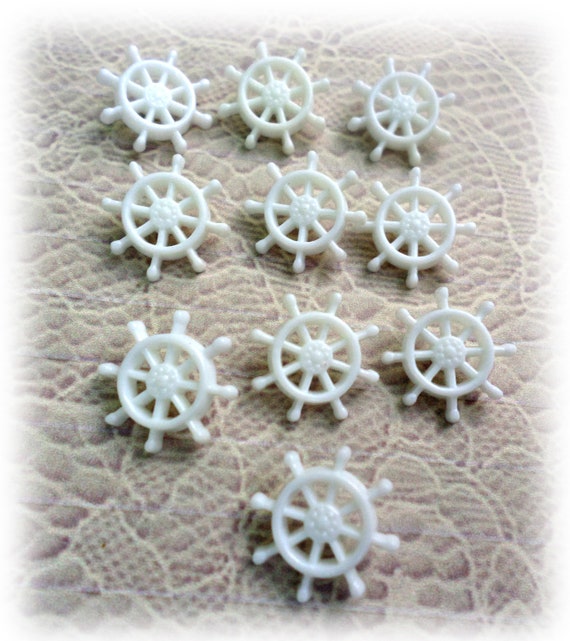 10 White Ship Wheel Buttons Sailors Wheel Nautical White Shank | Etsy