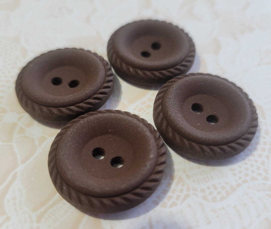 4 Dark Brown Vintage Buttons 7/8 Inch Fancy Edge - Etsy