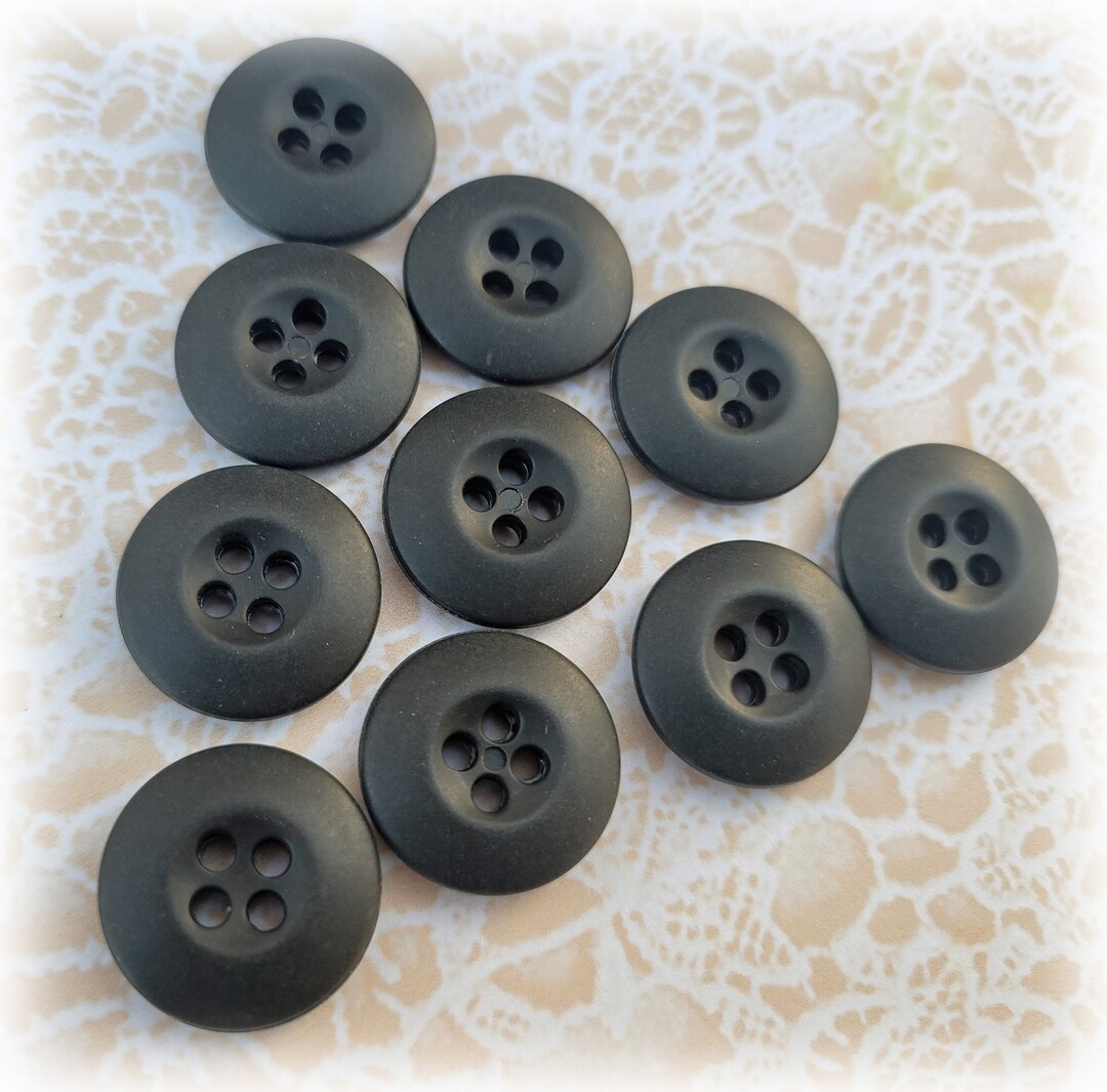 10 Black Vintage Buttons 4 Hole Buttons 3/4 Inch Sew Thru - Etsy