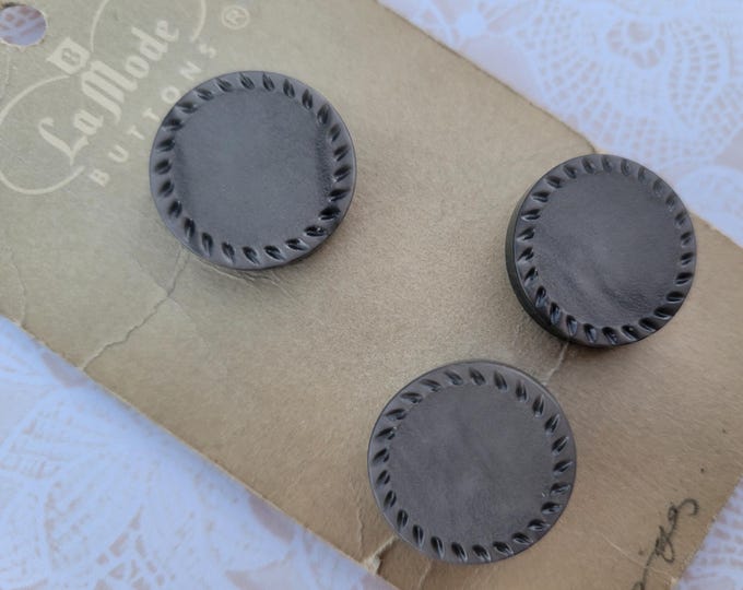 3 Vintage Gray Buttons: 3/4 Inch 19mm Fancy Edge Shank Buttons - Etsy