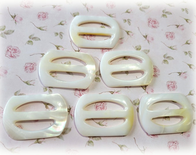 6 Vintage Pearl Buckles/slides 1 1/2 Inch - Etsy