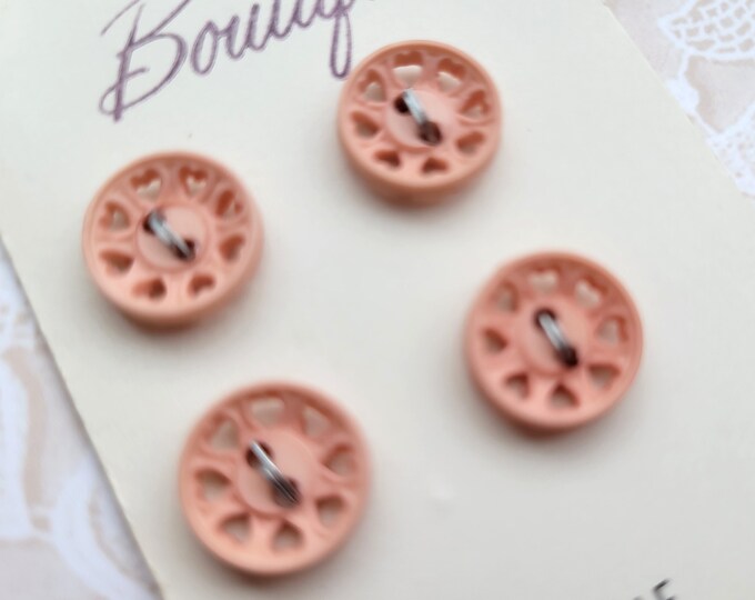 4 Peach or Pink HEART Buttons 7/16 Inch 12mm Boutique Button Card - Etsy