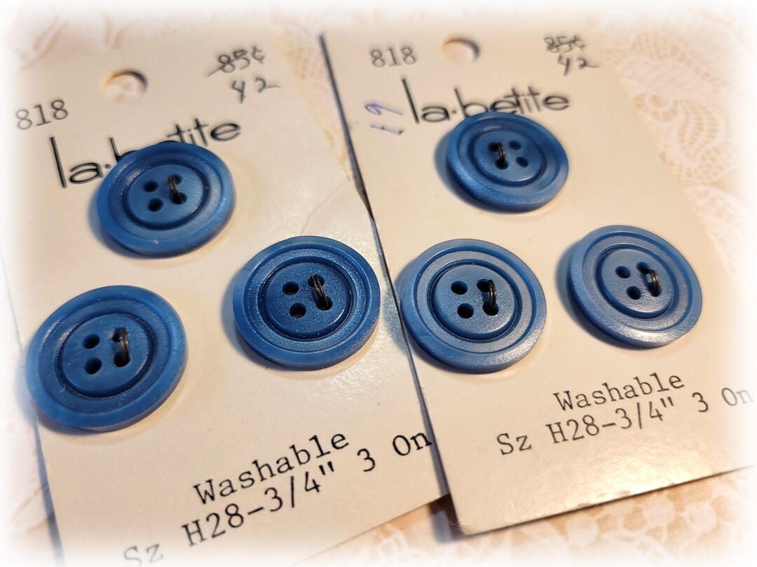 6 Blue Vintage Buttons 3/4 Inch 18mm La Petite Button Cards - Etsy