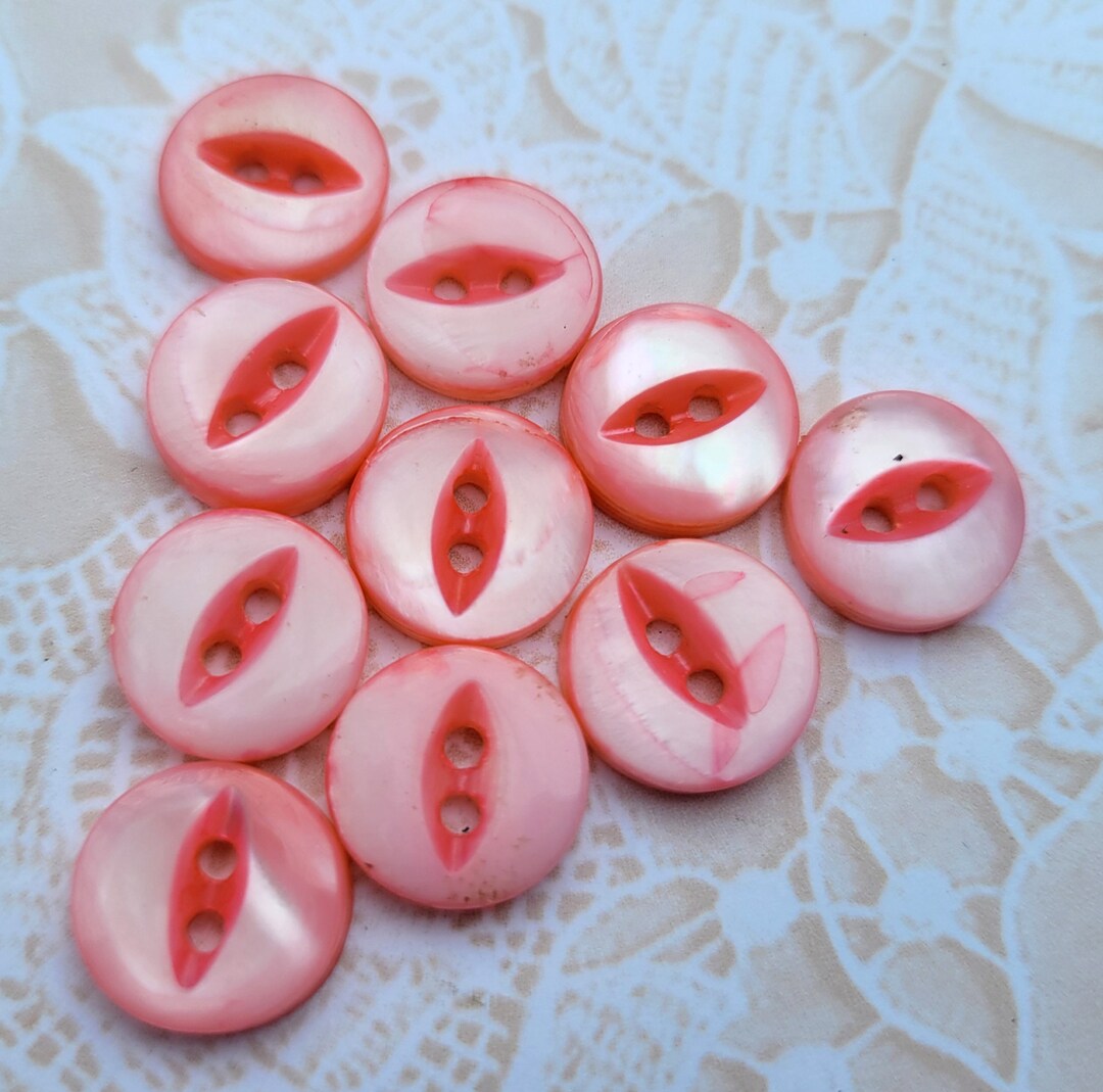 10 Pink Pearl Buttons Cat Eye Buttons 7/16 Inch - Etsy