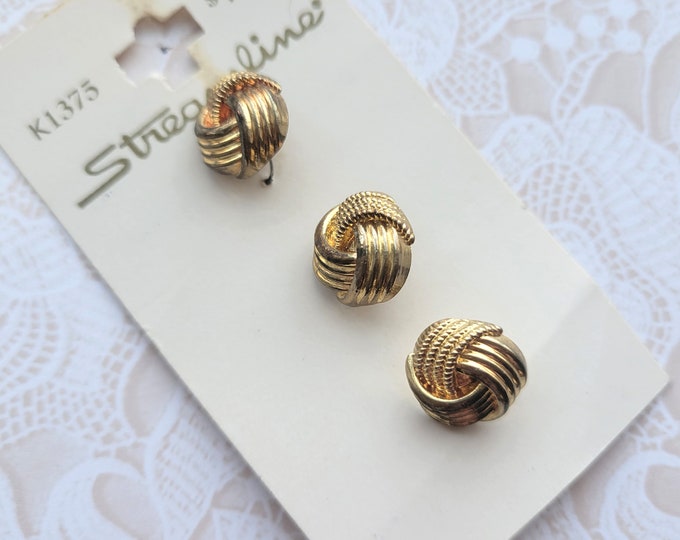 3 Gold Knot Vintage Buttons 1/2 Inch 13mm Streamline Button Card - Etsy