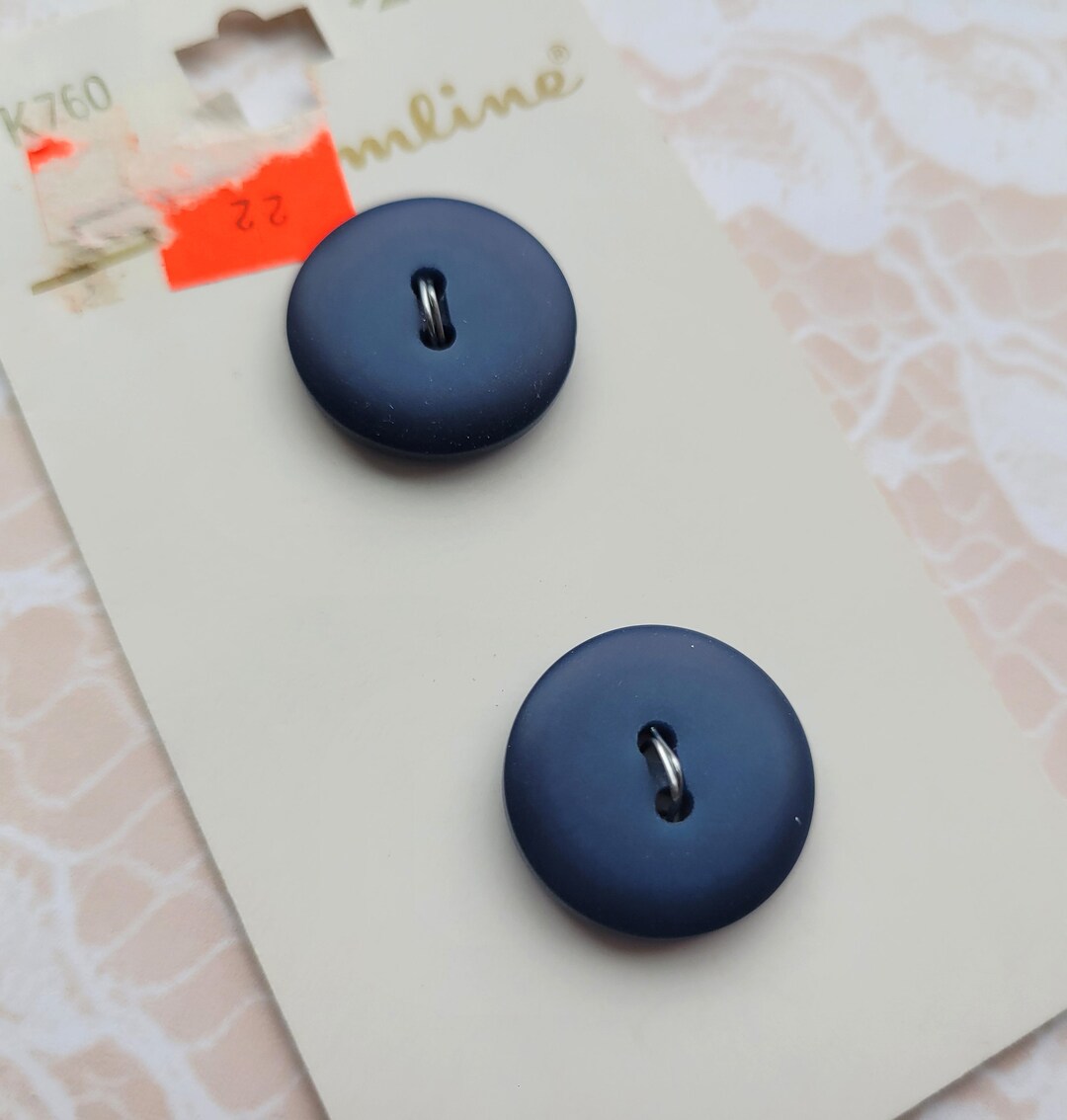 2 Dark Royal Blue Vintage Buttons 5/8 Inch 17mm Streamline Button Card ...