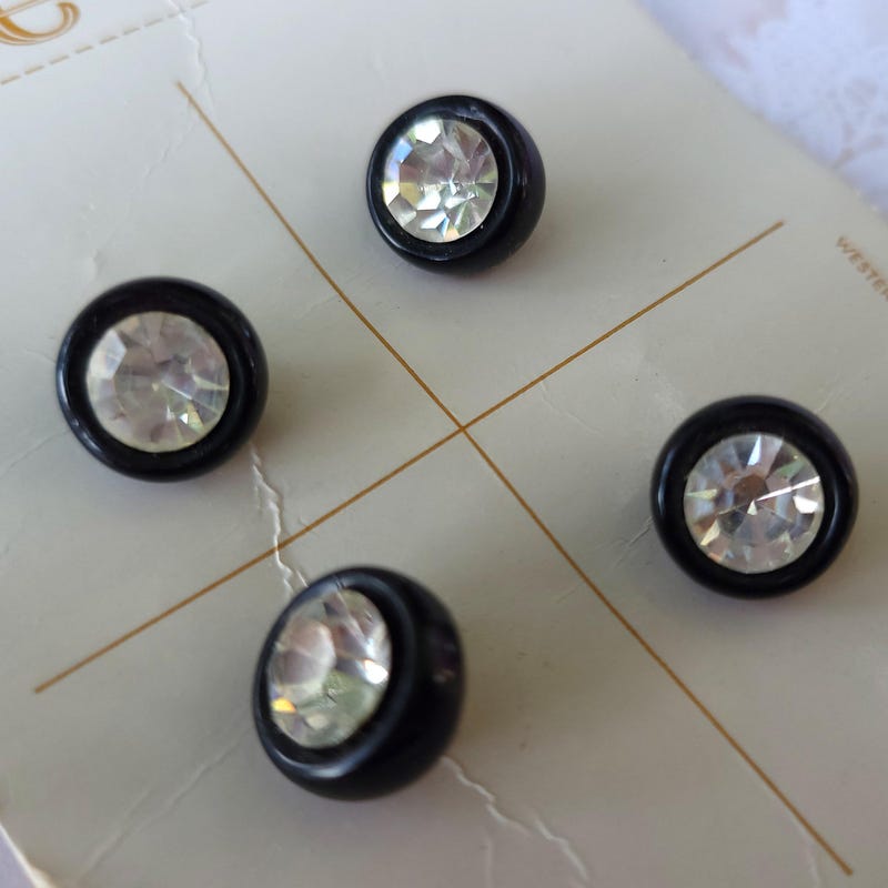 Black Rhinestone Buttons - Etsy