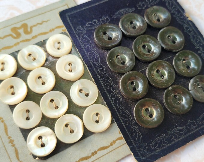 PEARL Buttons 12 White & 12 Black Vintage Pearl Buttons 7/16 Inch 13mm ...