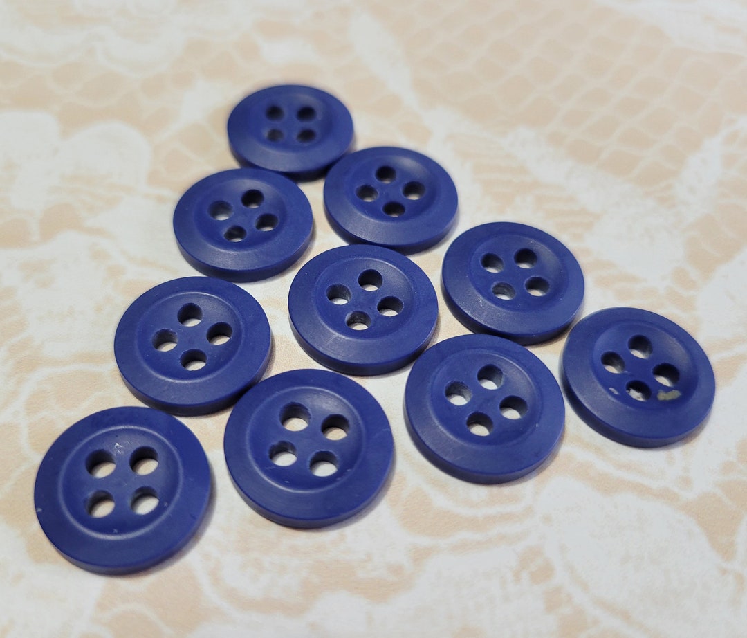 10 Blue 4 Hole Vintage Buttons 9/16 Inch - Etsy