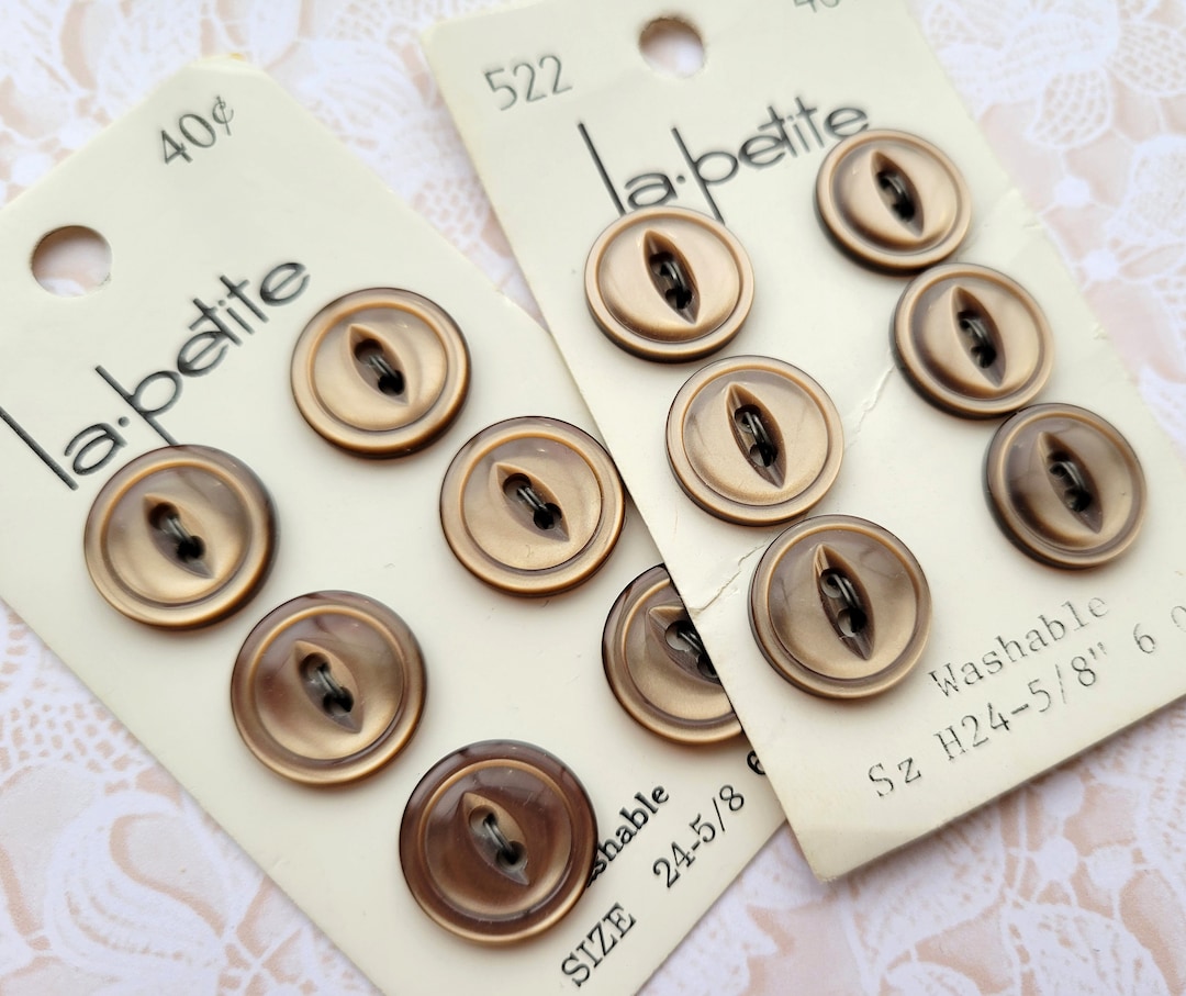 12 Vintage Light Bronze Look Cat Eye Buttons 5/8 Inch 15mm La Petite ...