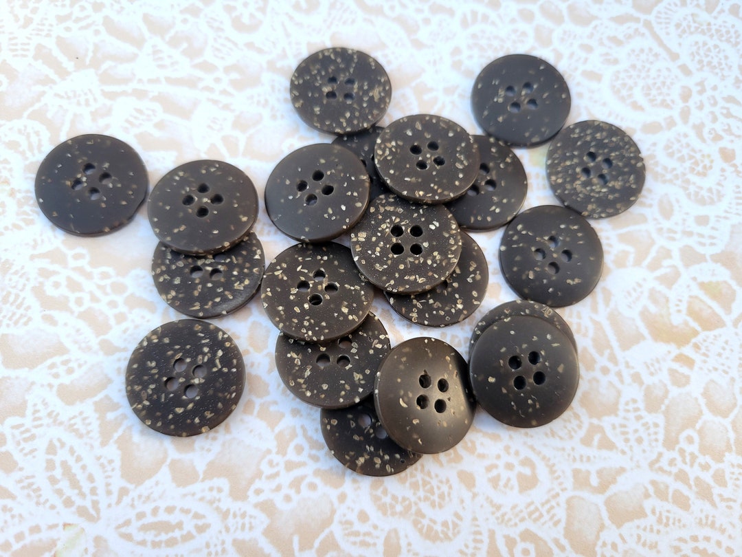 10 Dark Brown Speckled Vintage Buttons 3/4 Inch (19mm) 2 Hole Sew Thru ...