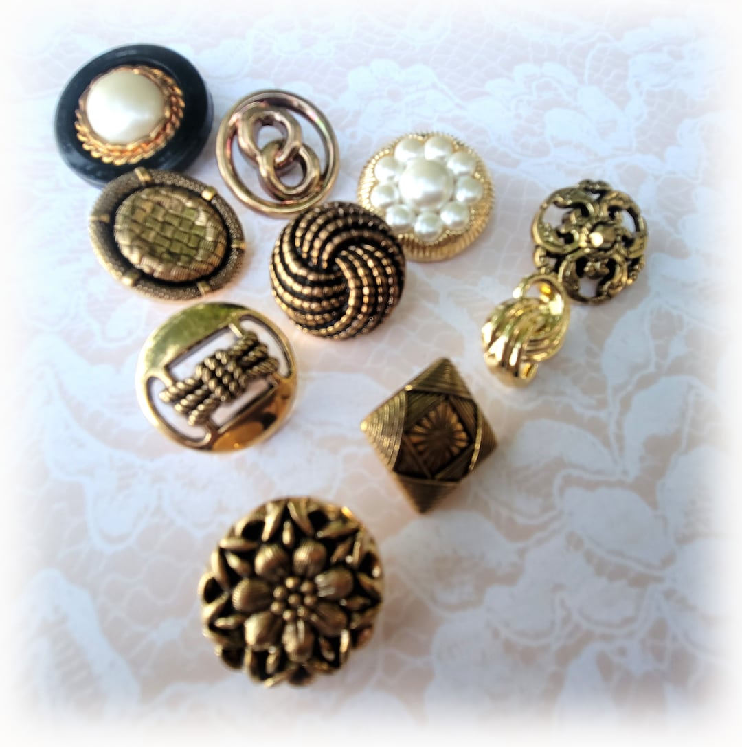 Fancy Gold Buttons: Embellishments, Mixed Styles - Set of 10 - Etsy