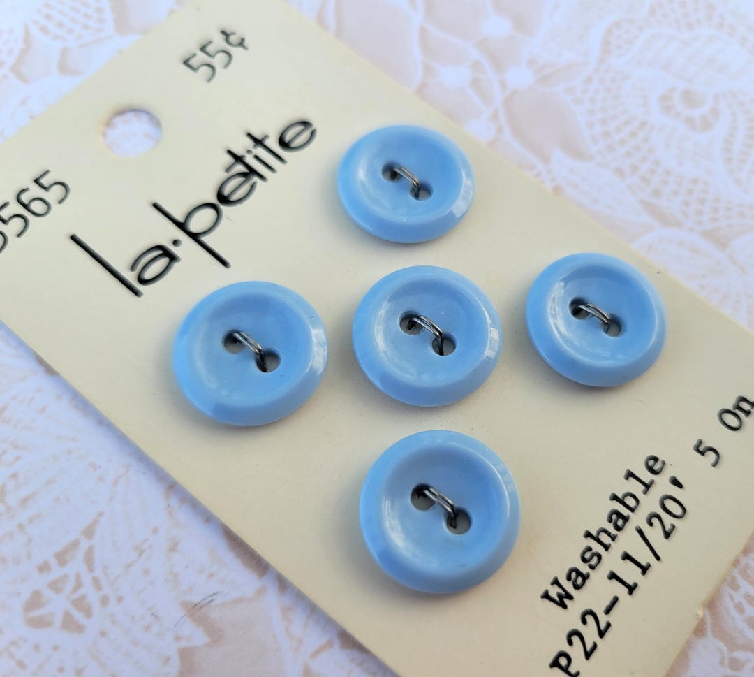 5 Soft Blue Vintage Buttons 9/16 Inch 13mm La Petite Button Card - Etsy