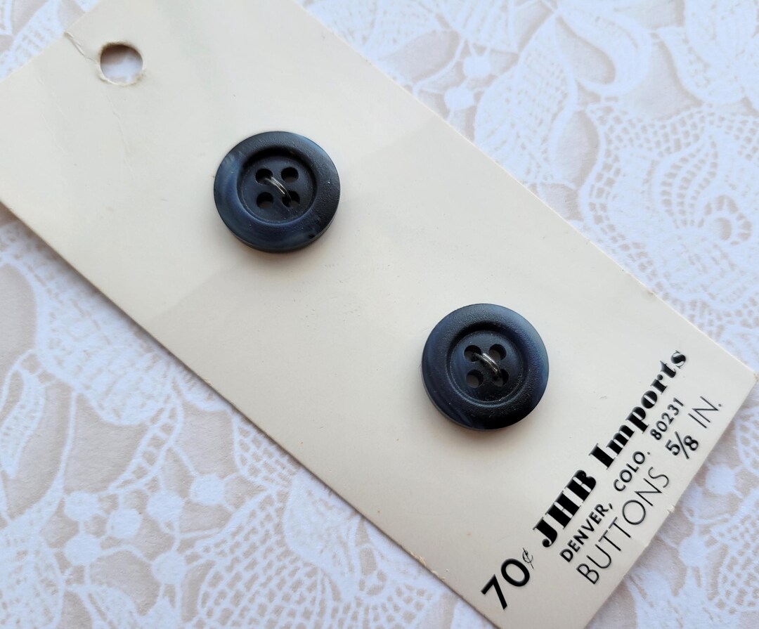 2 Navy Blue Vintage 4 Hole Buttons 9/16 Inch 15mm JHB Button Card - Etsy
