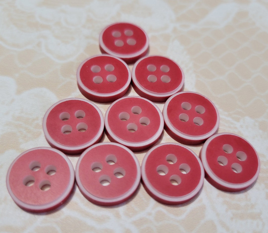 10 Red 4 Hole Vintage Buttons With White Rim 1/2 Inch - Etsy