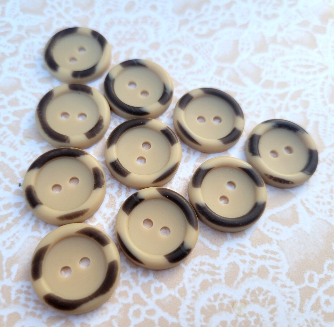 10 Tan and Brown 2 Tone Buttons 11/16 Inch Vintage Sew Thru Buttons - Etsy