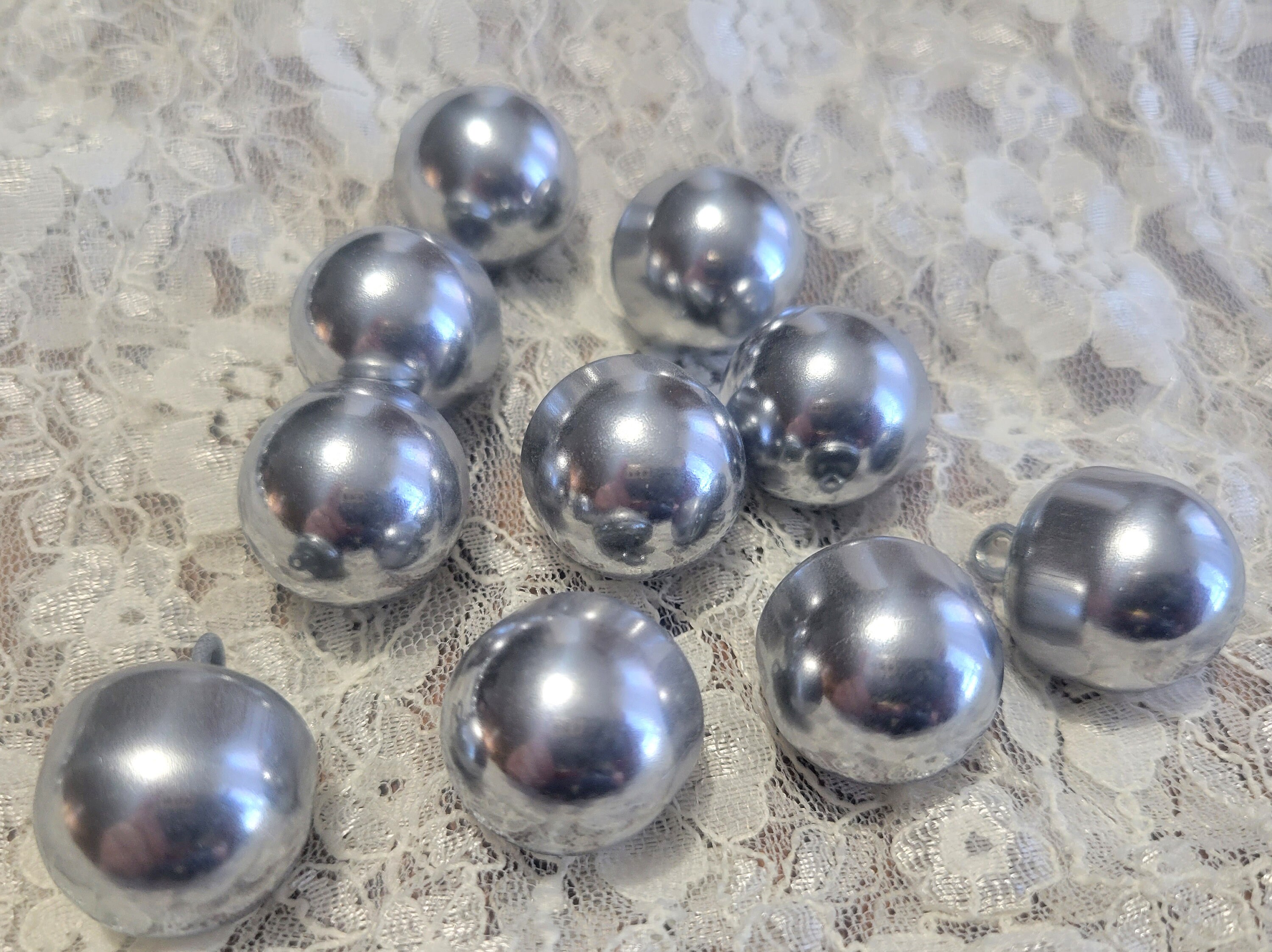 10 Vintage Silver Ball Buttons Nickel 3/4 Inch Wide 5/8 Inch - Etsy