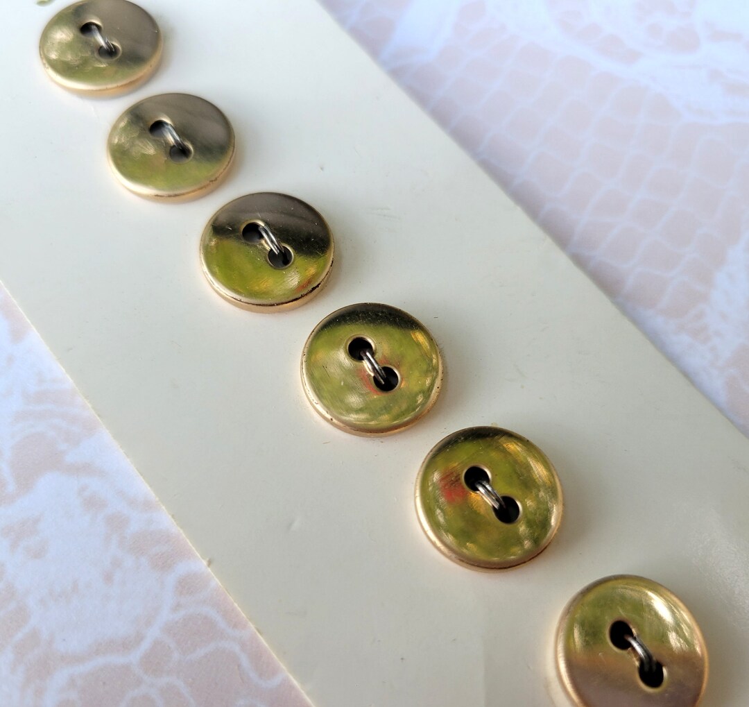 6 Gold Metal Vintage Buttons 1/2 Inch Luckyday Button Card - Etsy