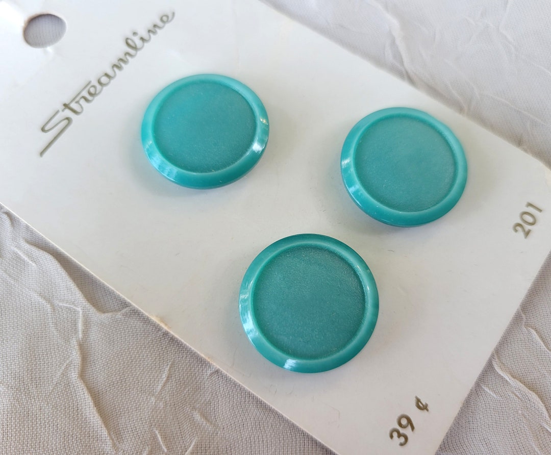 3 Vintage Aqua Blue Streamline Shank Buttons 3/4 Inch - Etsy