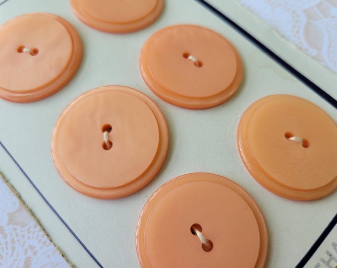 6 BIG Peach Vintage Buttons 1 1/16 Inch 27mm La Mode Button Card - Etsy