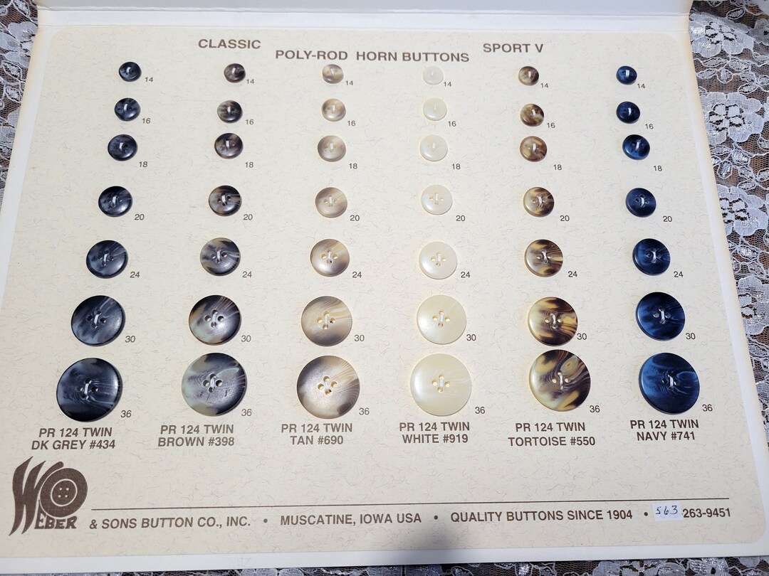 Weber & Sons Button Company 42 Vintage Buttons Collectors Salesman ...
