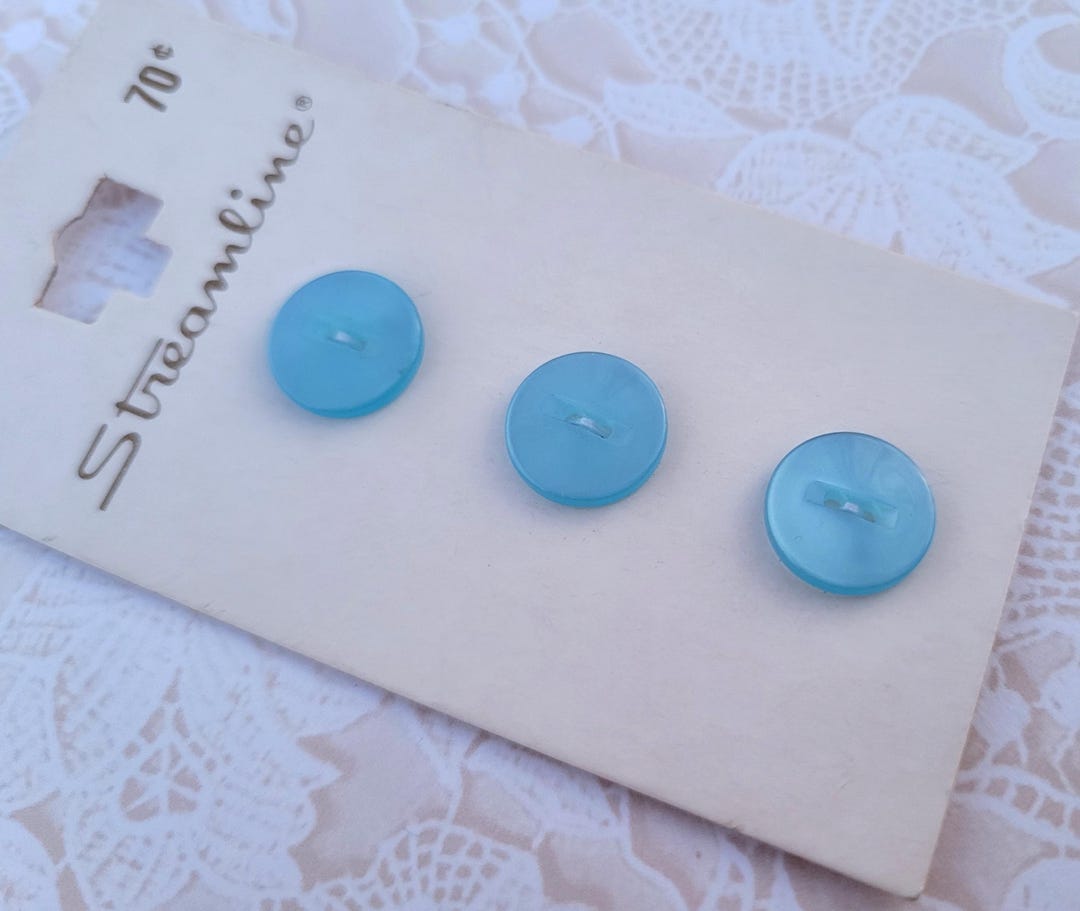 3 Light Blue Vintage Buttons 1/2 Inch 12mm Streamline Button Card - Etsy