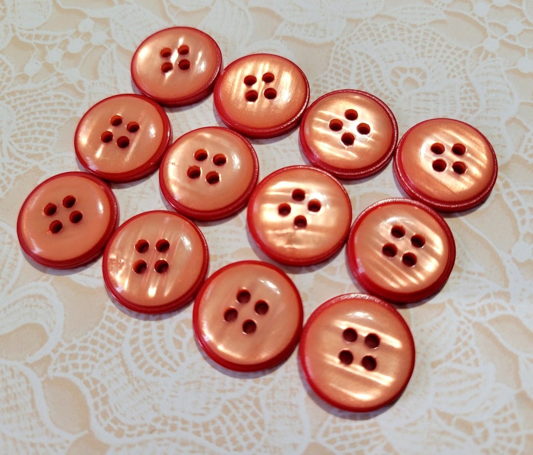 12 Shiny Red/pink Vintage 4 Hole Buttons 11/16 Inch - Etsy