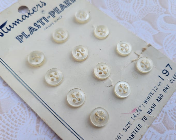 12 Tiny White Vintage 4 Hole Buttons 5/16 Inch 8mm Costumakers Button ...