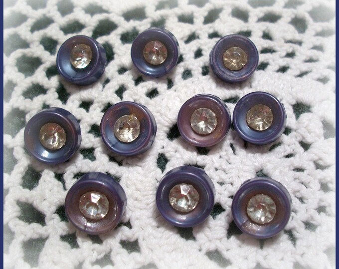 10 Blue Rhinestone Buttons - Etsy