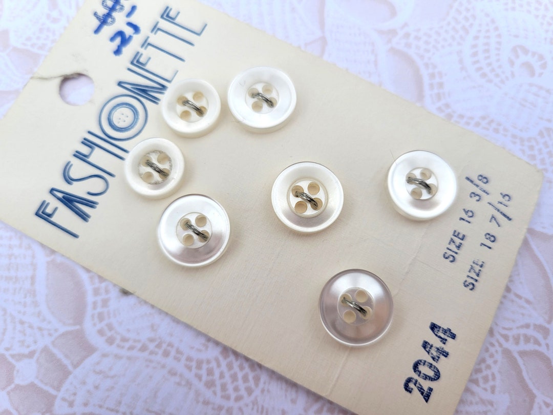 7 White Vintage Buttons 3/8 and 7/16 Inch Fashionette Button Card - Etsy