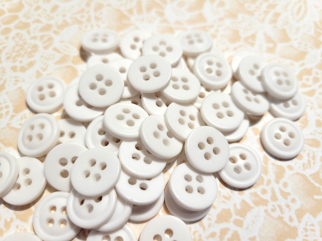 10 White Vintage 4 Hole Buttons 7/16 Inch Sew Thru Buttons - Etsy