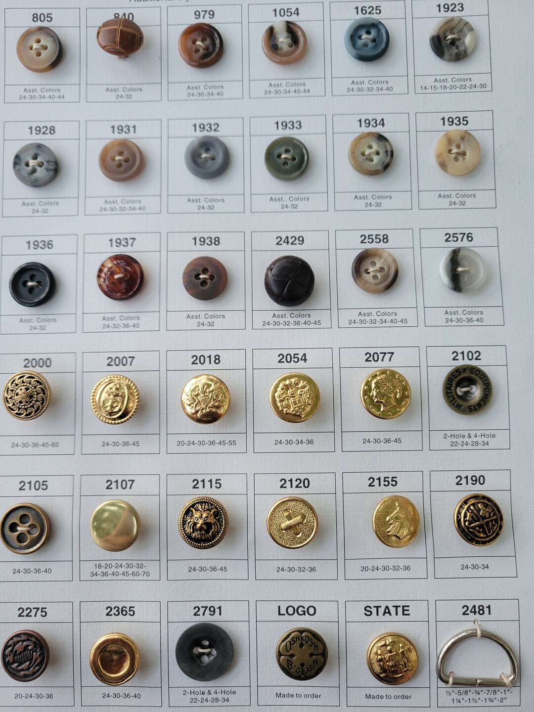 36 Vintage Suiting Buttons Salesman Card Weber & Sons Button Company ...