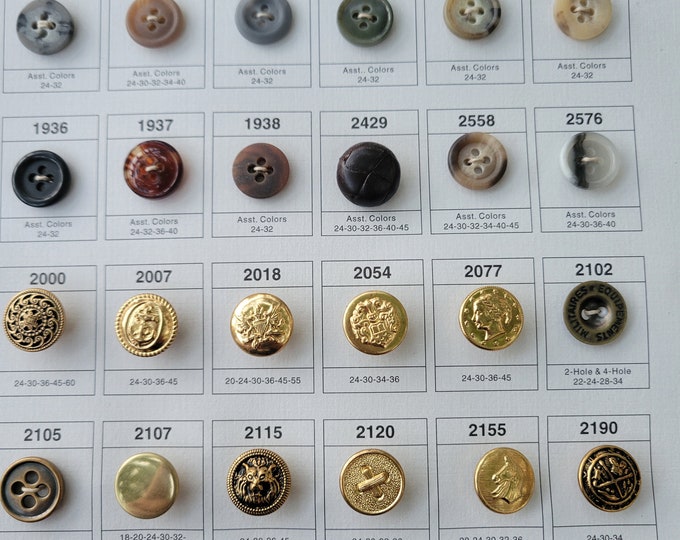 36 Vintage Suiting Buttons Salesman Card Weber & Sons Button Company ...
