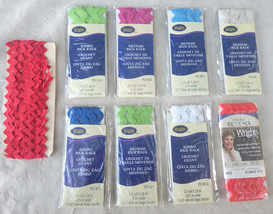 CHOICE Rick Rack Red White Blue Tan Lime Green Raspberry Vintage Rick ...